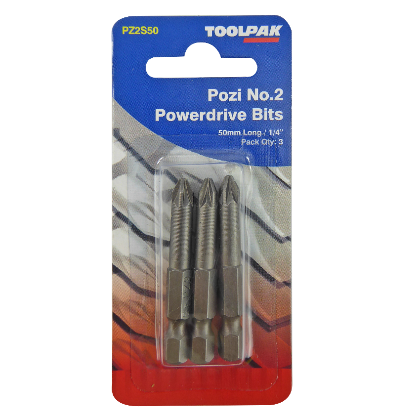 PZ.2 x 50mm Power Drive Bit Pack of 3