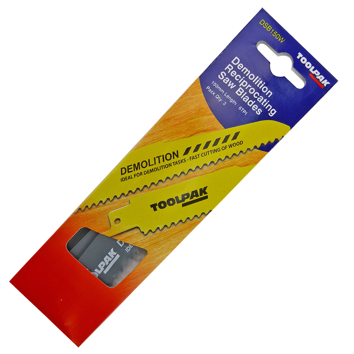 150mm 6 TPI Demolition Wood Reciprocating Saw Blade Pack of 3